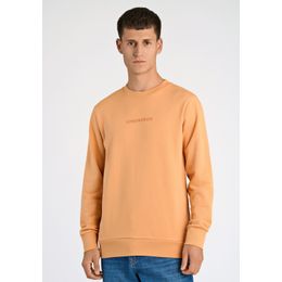 Sweatshirt LINDBERGH "Sweatshirt Relaxed Fit", Herren, Gr. M, orange (peachy), Obermaterial: 85% Baumwolle, 15% Polyester, unifarben, l&auml;ssig geschnitten, Sweatshirts Sweatshirt