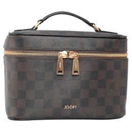 JOOP! Kosmetiktasche JOOP "cortina piazza flora washbag mhz", Damen, Gr. B/H/T: 24cm x 17cm x 13cm, braun (dunkelbraun), Lederimitat, Taschen Kosmetiktasche, Kulturbeutel Beautycase Washbag