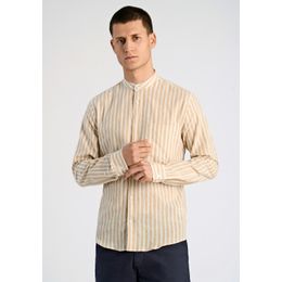 Leinenhemd LINDBERGH "Leinenhemd Slim Fit", Herren, Gr. L, Normalgr&ouml;&szlig;en, beige (mid sand), Obermaterial: 55% Leinen, 45% Baumwolle, Hemden