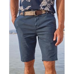 Chinoshorts Lerros "Bequeme Chino-Bermuda mit G&uuml;rtel und Minimalprint", Herren, Gr. 38, storm blau, 98% Baumwolle, 2% Elasthan, Hosen Chinoshorts