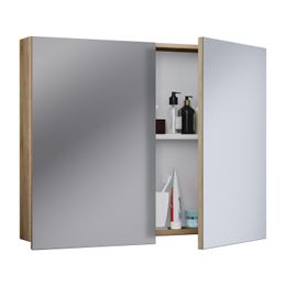 Badspiegel Vcm "Spiegelschrank Spiegel Badezimmer Badinos 59x60 cm", braun (sonoma, eiche (s&auml;gerau)), B:60cm T:12cm, Spiegel, Badspiegel