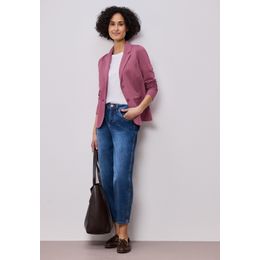 Sweatblazer Street One, Damen, Gr. 46, schwarz clouded blush, Jersey, 93% Baumwolle, 7% Elasthan, unifarben, normal normal, V-Ausschnitt, abgesteppt, Blazer, im soften Baumwoll-Mix