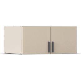 Aufsatzschrank Rauch "Gamma", beige (champagner), griffstangen graumetallic, B:91cm H:39cm T:54cm, Holzwerkstoff, Schr&auml;nke, f&uuml;r eine maximale Nutzung der Deckenh&ouml;he, viele Farben MADE IN GERMANY