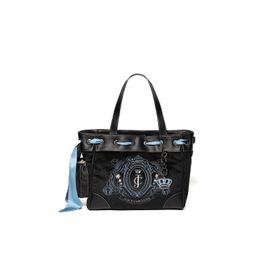 Tragetasche Juicy Couture "DAYDREAMER PALM LARGE DOUBLE HANDLE BAG_ Damen", Damen, Gr. onesize, schwarz, Baumwolle, Polyurethan, Taschen, Tragetasche Damen, Shopper, Einkaufstasche, Fashion, Lifestyle, Sale