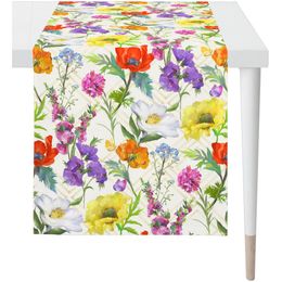 Tischdecke Apelt "7001", multicolour, B:48cm L:140cm, Baumwollmischung, Tischdecken, Tischdecke, Sommerblumen all-over