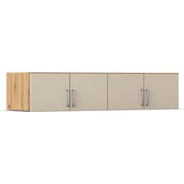 Aufsatzschrank Rauch "Gamma", eiche artisan, beige (champagner), griffe chrom, B:181cm H:39cm T:54cm, Holzwerkstoff, Schr&auml;nke, f&uuml;r eine maximale Nutzung der Deckenh&ouml;he, viele Farben MADE IN GERMANY
