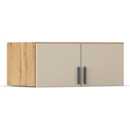 Aufsatzschrank Rauch "Gamma", eiche artisan, beige (champagner), griffstangen graumetallic, B:91cm H:39cm T:54cm, Holzwerkstoff, Schr&auml;nke, f&uuml;r eine maximale Nutzung der Deckenh&ouml;he, viele Farben MADE IN GERMANY