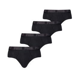 Slip Puma "Puma MEN EVERYDAY BRIEF 4P ECOM", Damen, Gr. L, schwarz, Single Jersey, Obermaterial: 95% Baumwolle, 5% Elasthan, k&ouml;rpernah, Unterhosen Slip, Komfortabler elastischer Logobund