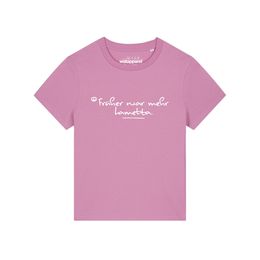 Watapparel T-Shirt 'Fr&uuml;her War Mehr Lametta' Damen Gr&ouml;&szlig;e XS rosa / wei&szlig;