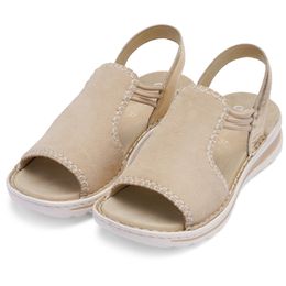 Keilsandalette Ara "TAMPA", Damen, Gr. 37, sand, Glattleder, Veloursleder, metallic, Basic, Schuhe, Keilsandalette, Bequemschuh in Schuhweite G (= weit)