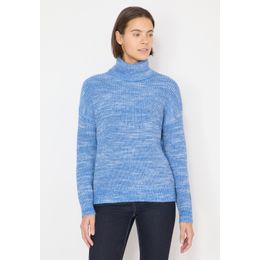 Rollkragenpullover Cecil, Damen, Gr. M (40), fountain blau, Web, 39% Baumwolle, 32% Polyester, 24% Polyacryl, 5% Nylon, unifarben, comfort fit normal, B&uuml;ndchen, Pullover Rollkragenpullover, mit Strick-Detail