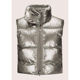 Madeleine Mode Kurzweste MADELEINE "Steppweste Sommerweste mit Glanz-Finish", Damen, Gr. 44, silberfarben, Obermaterial: 100% Polyamid PA., Modern, normal, Westen, Wattierte Steppweste in Kurzform