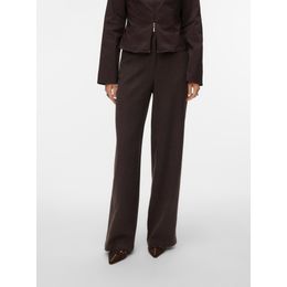 V&eacute;ro Moda Anzughose VERO MODA "VMBESTIE HW WIDE PANT NOOS", Damen, Gr. 36, L&auml;nge 30, chocolate torte detail:melange, Web, Obermaterial: 94% Polyester, 4% Viskose, 2% Elasthan, meliert, unifarben, bequem lang, Hosen Anzughose, Materialmix, weite Form, mit Stretch