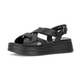 Keilsandalette Gabor "Rhodos", Damen, Gr. 38, schwarz, Glattleder, unifarben, Schuhe, Riemchensandale, Sommerschuh in Bequemweite G (= weit)