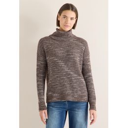 Cecil Damen Rollkragenpulloverurban taupe melange, Gr. M, unifarben, Web, 39% Baumwolle, 32% Polyester, 24% Polyacryl, 5% Nylon, Pullover, mit