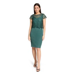 Etuikleid Vera Mont "Damen mit Spitze", Damen, Gr. 36, Normalgr&ouml;&szlig;en, schwarz emerald, Obermaterial: 95% Polyester, 5% Elasthan. Futter: 100% Polyester, figurbetont kurz, Rundhals, Kleider Etuikleid