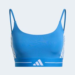 Sport-BH adidas Performance "HYPERGLAM 3-STREIFEN LIGHT SUPPORT BH", Damen, Gr. L, N-Gr, ray blau, Obermaterial: 85% Polyester, 15% Elasthan, BHs Sport-BH