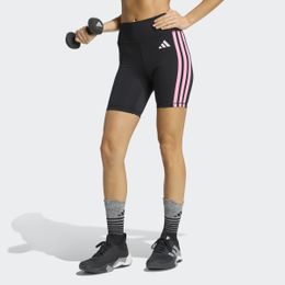 Shorts adidas Performance "OPTIME ESSENTIALS 3-STRIPES LEGGINGS", Damen, Gr. XS, L&auml;nge 7, schwarz, st tropic bloom, Obermaterial: 85% Polyester, 15% Elasthan, Hosen Shorts