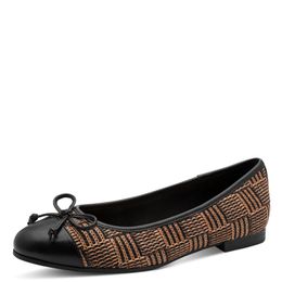 Ballerina Marco Tozzi, Damen, Gr. 38, schwarz kombiniert, Lederimitat, Synthetik, kontrastfarbene Details, Schuhe Ballerina, Schlupfschuh, Businesschuh in veganer Verarbeitung