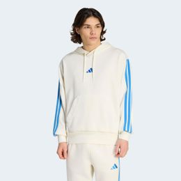 Kapuzensweatshirt adidas Sportswear "M 3S FT HD", Herren, Gr. M, sanftes wei&szlig;, ray blau, Obermaterial: 55% Baumwolle, 36% Polyester, 9% Viskose, angesetztes B&uuml;ndchen, Sweatshirts