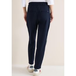 Stoffhose Cecil "Style Tracey", Damen, Gr. L (42), L&auml;nge 28, universal blau, Web, Obermaterial: 61% Viskose, 32% Polyamid, 7% Elasthan. Futter: 100% Polyester, unifarben mit Farbeinsatz, schmal lang, Hosen Stoffhose, mit Color Block Tape, elastischem Bund mit Tunnelzug