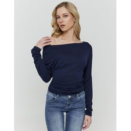 Tally Weijl Damen Langarmshirt "STSPEVALAISA"nuit, Gr. M, unifarben, Jersey, Obermaterial: 95% Viskose, 5% Elasthan, Shirts, Viskosemischung,