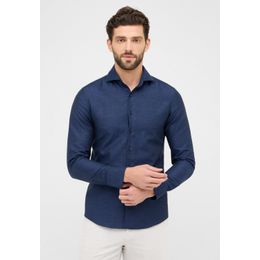 Langarmhemd Eterna "SLIM FIT", Herren, Gr. 41, Normalgr&ouml;&szlig;en, midnight, Twill, 59% Baumwolle, 41% Leinen, schmal, Manschette, Hemden, EASY IRON (b&uuml;gelleicht)