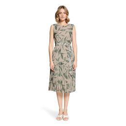 BETTY & CO Chiffonkleid BETTY & CO "Damen mit Plissee", Damen, Gr. 42, Normalgr&ouml;&szlig;en, nature, gr&uuml;n, Obermaterial: 100% Polyester, figurumspielend lang, Rundhals, Kleider Chiffonkleid