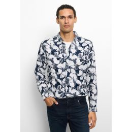 Langarmhemd OLYMP "OLYMP Casual, regular fit, Kent", Herren, Gr. M, Normaler Arm, marine, 100% Baumwolle, Hemden