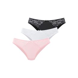 Slip Petite Fleur, Damen, Gr. 36/38, 3 Stk., rosa, wei&szlig;, schwarz, Microtouch, Obermaterial: 87% Polyamid, 13% Elasthan, Unterhosen Slip, mit Spitzeneins&auml;tzen