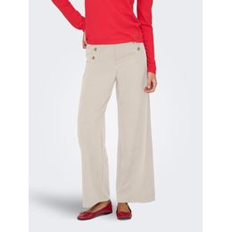 Anzughose Only "ONLTILDA LIFE 6-BUTTON PANTS JRS NOOS", Damen, Gr. S, L&auml;nge 32, chateau gray detail:gold buttons, Jersey, Obermaterial: 95% Polyester, 5% Elasthan, unifarben, regular fit lang, Hosen Anzughose