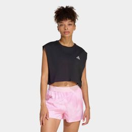Laufshirt adidas Performance "ADI365 RUNNING ESSENTIALS CROP", Damen, Gr. XS, schwarz, Obermaterial: 100% Baumwolle, Rundhals, Shirts Laufshirt