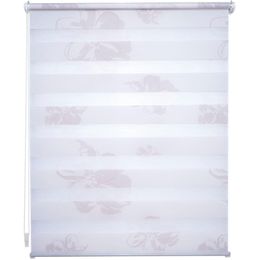 Seitenzugrollo Liedeco "floral Blumendesign" Gr. 4, wei&szlig;, B:50cm H:150cm, Metall, Polyester, Rollos, Seitenzugrollo, Klemmfix-DUO-Rollo, Doppelrollo "Blume"