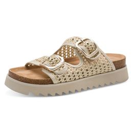 Pantolette Tamaris, Damen, Gr. 40, creme, Bast, Lederimitat, unifarben, Schuhe Pantolette, Sommerschuh, Schlupfschuh in veganer Verarbeitung