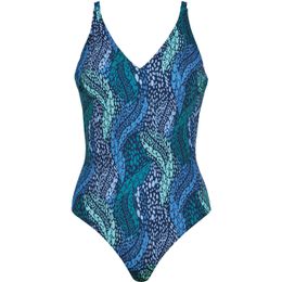 Badeanzug Naturana "Aquarama", Damen, Gr. 46, Cup E, blau, Obermaterial: 86% Polyamid, 14% Elasthan. Futter: 92% Polyester, 8% Elasthan. Miedereinsatz: 75% Polyamid, 25% Elasthan, gemustert, Badeanz&uuml;ge Badeanzug, V-Ausschnitt, gemustert, bequem, modisch
