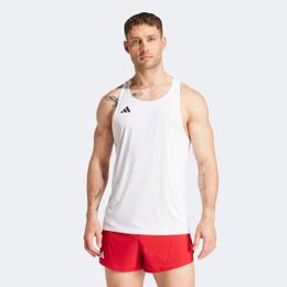 Herren Lauftop "ADIZERO ESSENTIALS RUNNING SINGLET"wei&szlig;, Gr. S, adidas Performance, Obermaterial: 100% Polyester, Tops