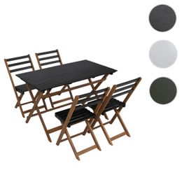 Mendler Garnitur HWC-P72, Sitzgruppe Lounge-Set Garten 4x Stuhl Tisch, Akazie Holz klappbar ~ Variantenangeb 119727+121065