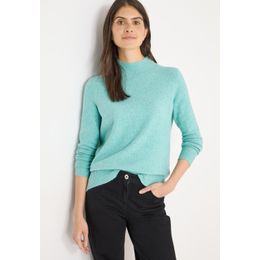 Stehkragenpullover Cecil, Damen, Gr. S (38), foam blau melange, Strick, Obermaterial: 37% Baumwolle, 34% Polyacryl, 26% Polyester, 3% Elasthan, unifarben, l&auml;ssig geschnitten h&uuml;ftbedeckend, Rundhals, B&uuml;ndchen, Pullover Stehkragenpullover, mit Turtelneck-Stehkragen