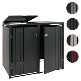 Mendler 2er-M&uuml;lltonnenverkleidung HWC-O67, M&uuml;lltonnenbox mit Deckel, Metall 122x132x84cm 53kg ~ Variantenang 122330+122331