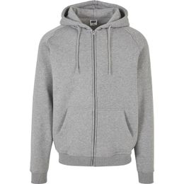 Kapuzenpullover Urban Classics "Urban Classics Herren Zip Hoody", Herren, Gr. L, grau, 65% Baumwolle, 35% Polyester, unifarben, loose fit, ohne Ausschnitt, Pullover Kapuzenpullover