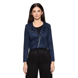 BETTY & CO Jackenblazer BETTY & CO "Damen mit Stehkragen", Damen, Gr. 36, blau (dunkelblau), Obermaterial: 95% Polyester, 5% Elasthan; Futter: 100% Polyester, tailliert kurz, Blazer, Material