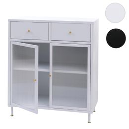 Mendler Kommode HWC-O87, Schrank Sideboard Highboard, Stauf&auml;cher Schubladen Industrial Metall Schilfglas 96x 139441+139442