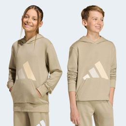 Kapuzensweatshirt adidas Sportswear "ESSENTIALS KIDS HOODIE", M&auml;dchen, Gr. 128, wonder cargo, sanftes wei&szlig;, wonder alumina, crystal linen, Obermaterial: 55% Baumwolle, 36% Polyester, 9% Viskose, normal, Rundhals, angesetztes B&uuml;ndchen, Sweatshirts
