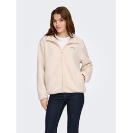 Pl&uuml;schjacke Only "ONLEVA LIFE TEDDY JACKET CC OTW", Damen, Gr. S, birch, Pl&uuml;sch, Obermaterial: 100% Polyester, unifarben, regular fit normal, Jacken, Kunstfaser