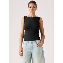 Levi's T-Shirt LEVI'S "BLAIR SL BOATNECK", Damen, Gr. M (38), schwarz (anthrazit night jersey), Single Jersey, Obermaterial: 57% Baumwolle, 38% Modal, 5% Elasthan, unifarben, regular fit normal, Rundhals, Shirts T-Shirt, mit Rundhalsausschnitt