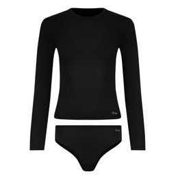 Evoni W&auml;sche-Sets 'Brazilian Slip mit Langarmshirt' Damen Gr&ouml;&szlig;e 90 schwarz