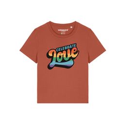 Watapparel T-Shirt 'Celebrate Love' (GOTS) Damen Gr&ouml;&szlig;e XXL hellblau / rostbraun / gr&uuml;n / orange