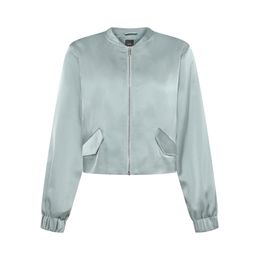 Zero Satin-Jacke mit Rei&szlig;verschluss Damen Gr&ouml;&szlig;e 42 silber