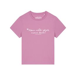 Watapparel T-Shirt 'Wenn nicht jetzt wann dann' Damen Gr&ouml;&szlig;e XS rosa / wei&szlig;