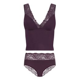 Evoni W&auml;sche-Sets 'mit Spitze' Damen Gr&ouml;&szlig;e 75 aubergine